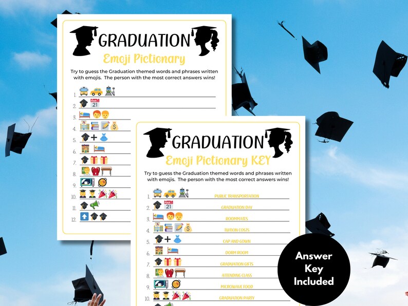 Graduation Emoji Pictionary | Graduation Emoji Game | 2024 Graduation ...