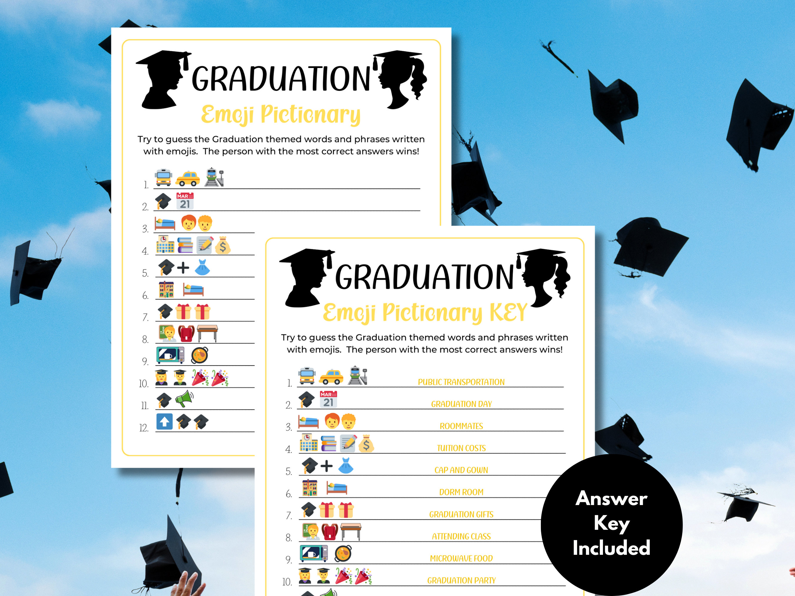 Graduation Emoji Pictionary | Graduation Emoji Game | 2024 Graduation ...