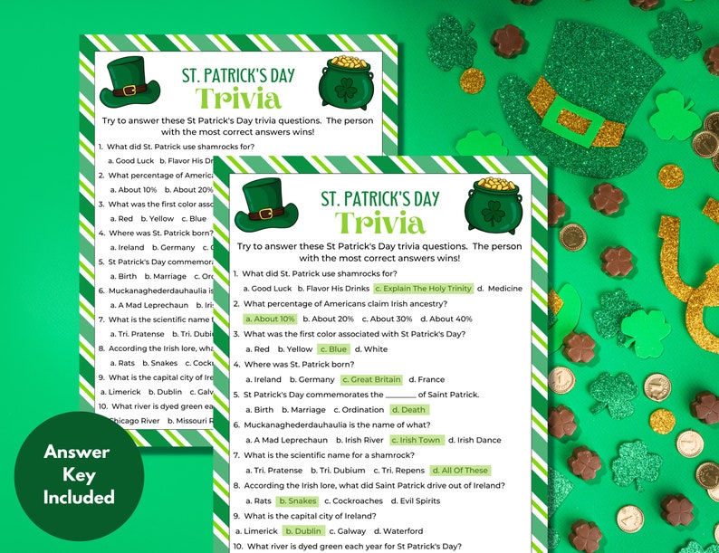St Patrick's Day Trivia Game, St Patrick's Day Games, St Patrick's Day ...