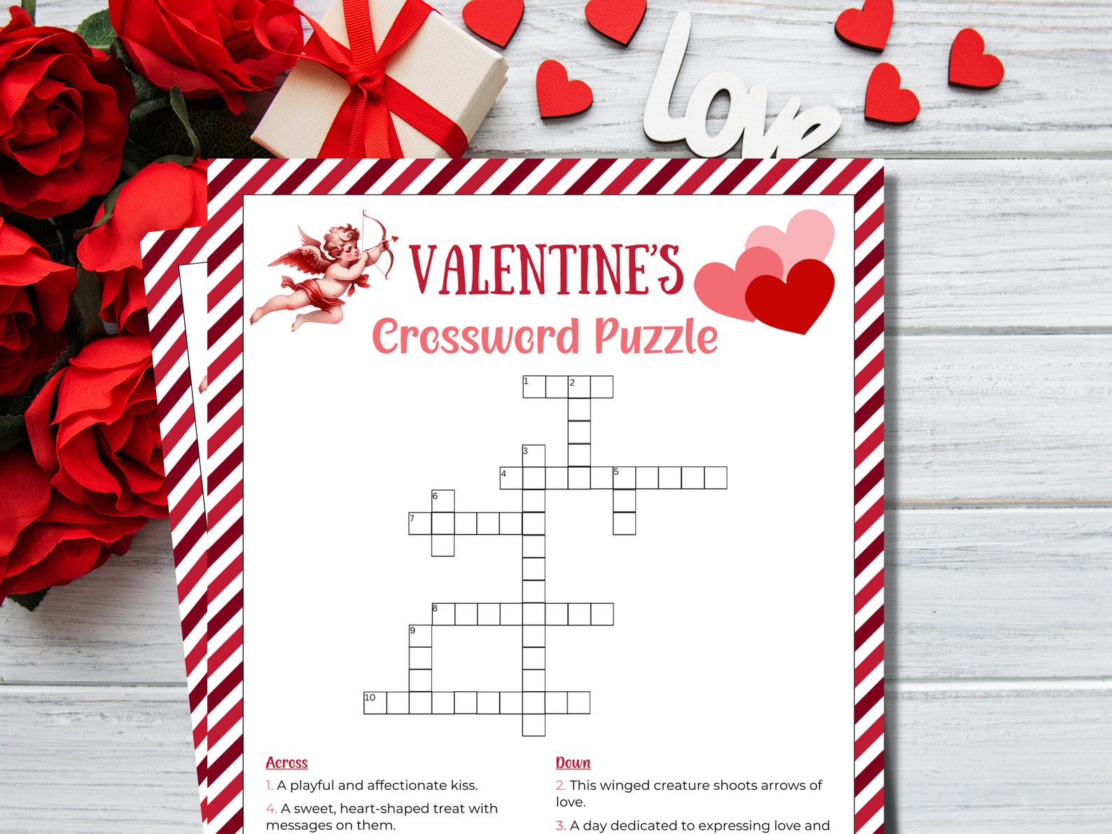 Valentines Crossword Puzzle | Christmas Word Puzzle | Valentines Games ...