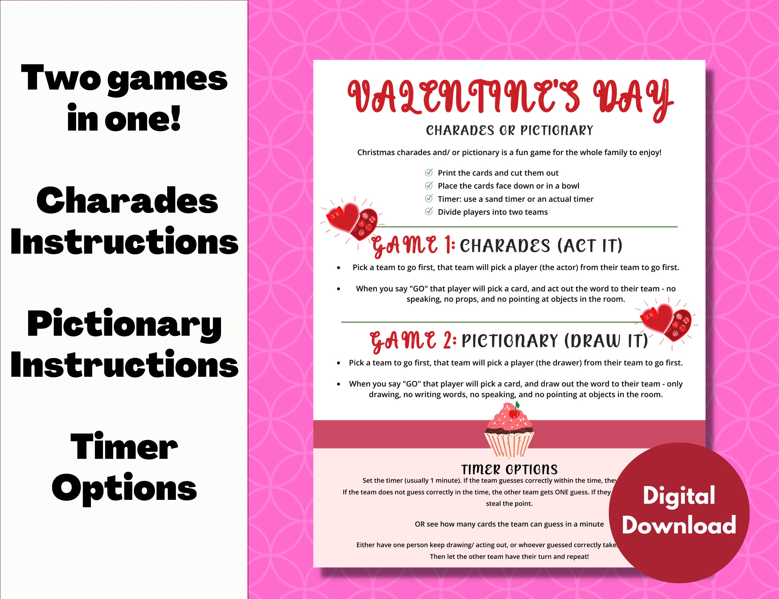 Valentines Day Charades Game, Valentines Day Pictionary Game ...