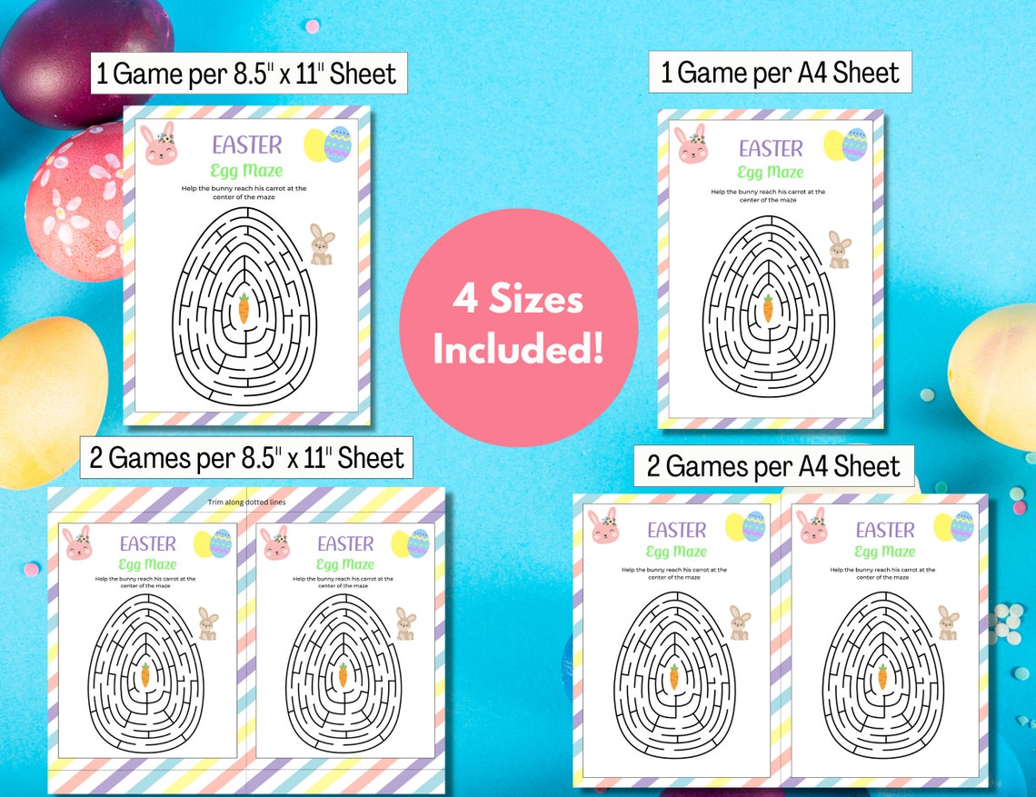 Easter Egg Maze Game Kids Maze Game Printable Easter Games Family Games ...