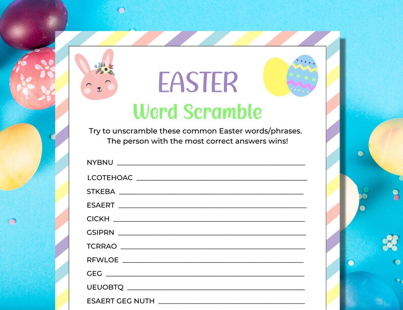 Easter Word Scramble Game Easter Unscramble Game Easter Games Party ...