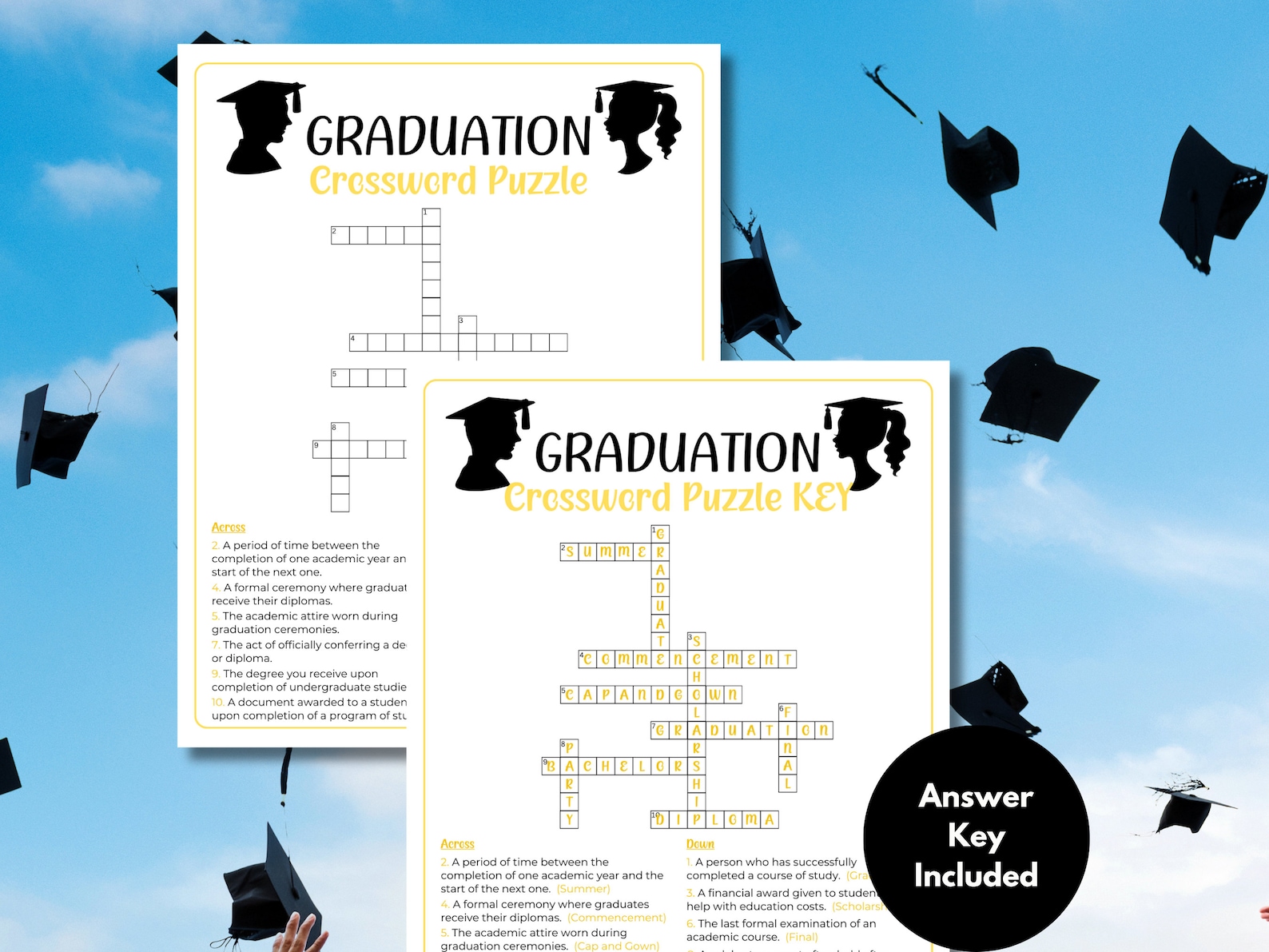Graduation Crossword Puzzle | Graduation Word Puzzle | 2024 Graduation ...