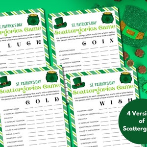 St Patrick's Day Scattergories Game, St Patrick's Day Word Game, St ...