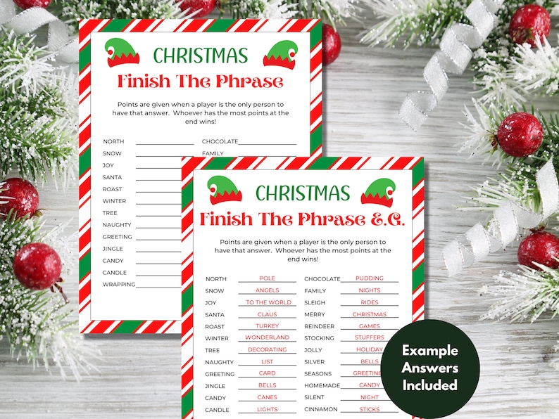 Christmas Finish the Phrase Game | Fill in the Blank | Christmas Games ...