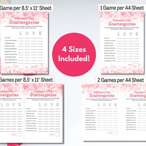 Valentines Day Scattergories Game, Valentines Day Word Game, Valentines ...