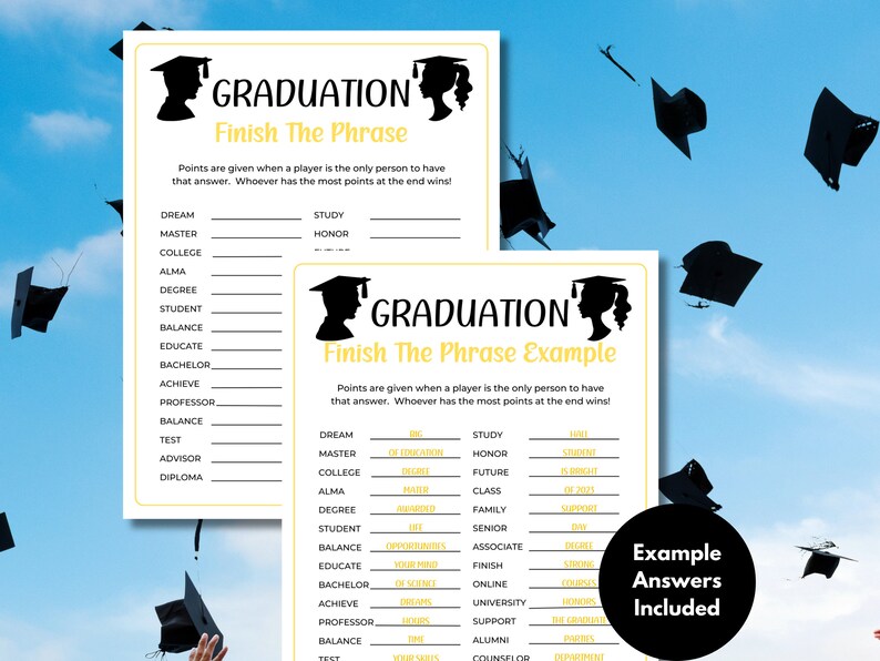 Graduation Finish the Phrase | Fill in the Blank | 2024 Graduation ...