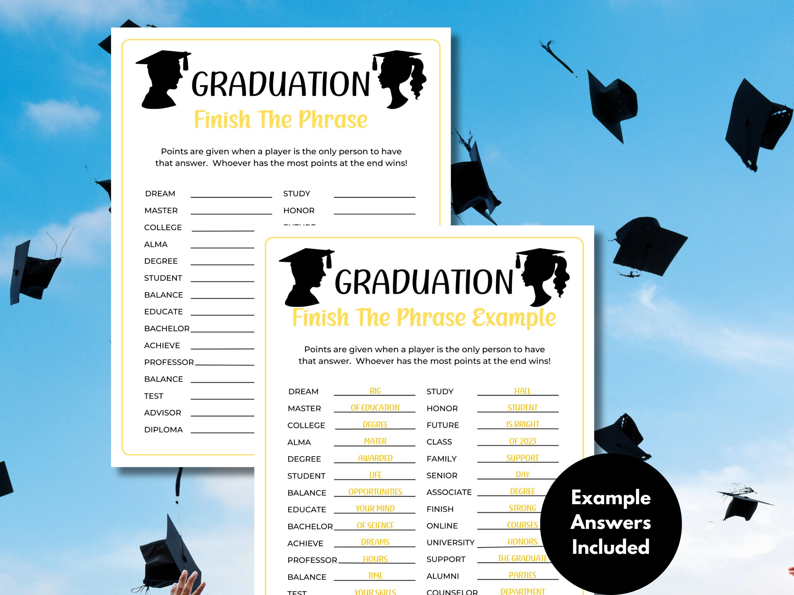 Graduation Finish the Phrase Fill in the Blank 2024 Graduation Games ...
