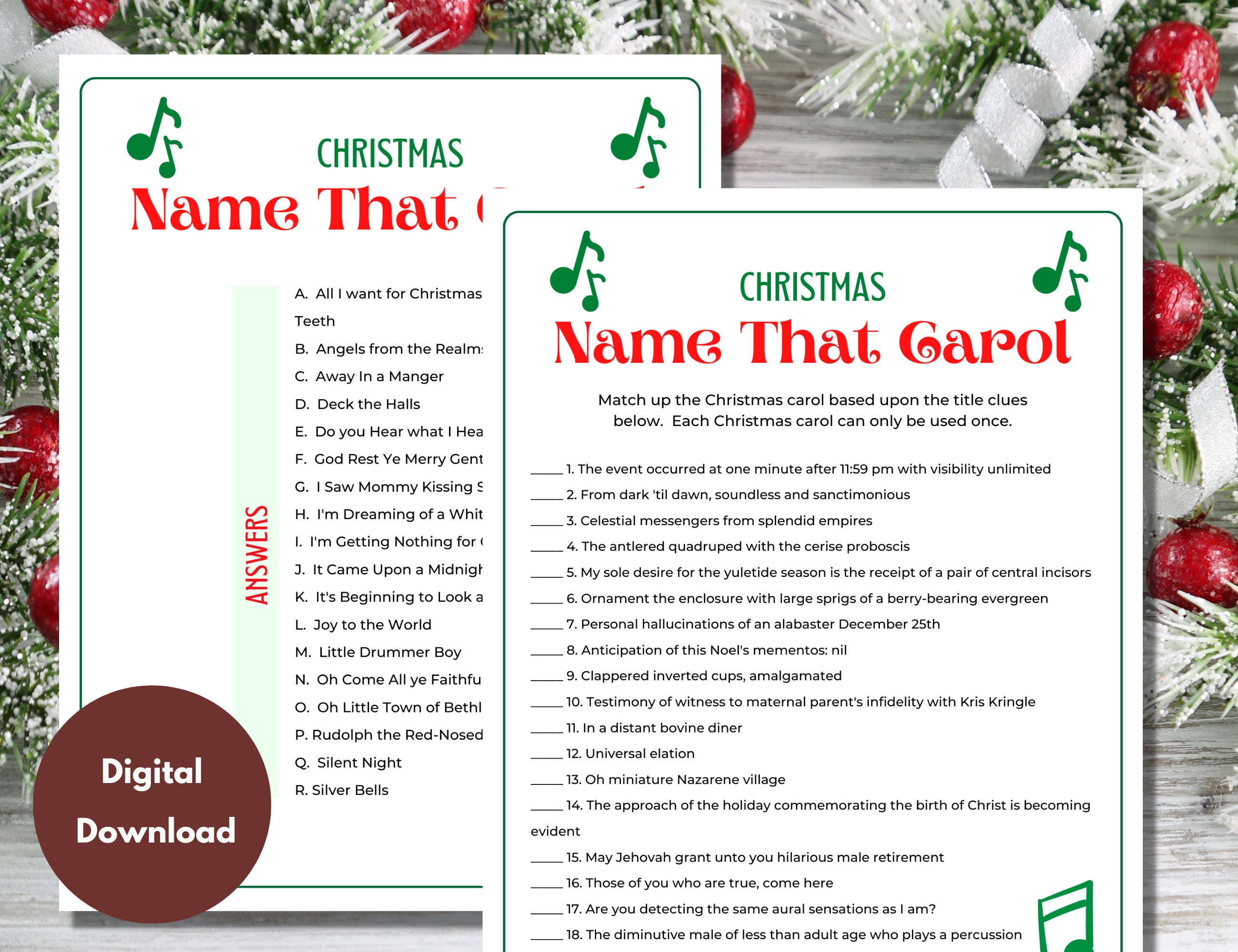 Christmas Games, Christmas Name That Carol, Christmas Song Game ...
