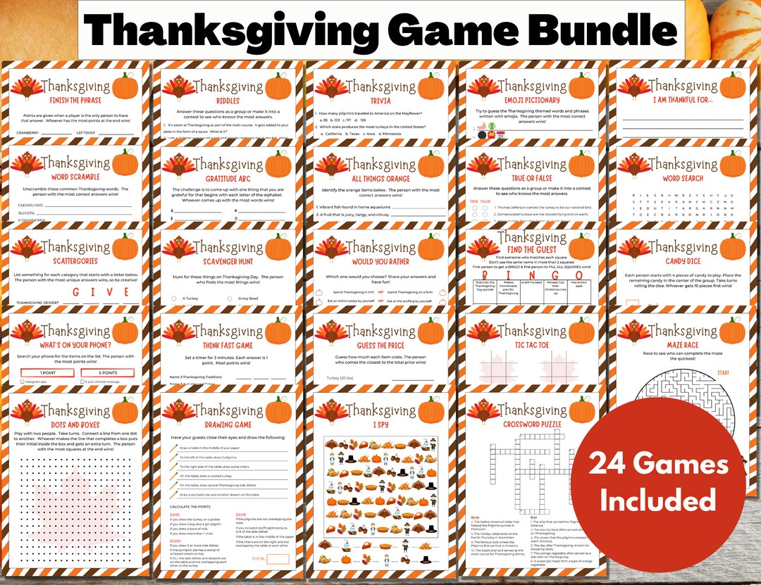 Thanksgiving Games | Friendsgiving Games | Thanksgiving Game Bundle ...