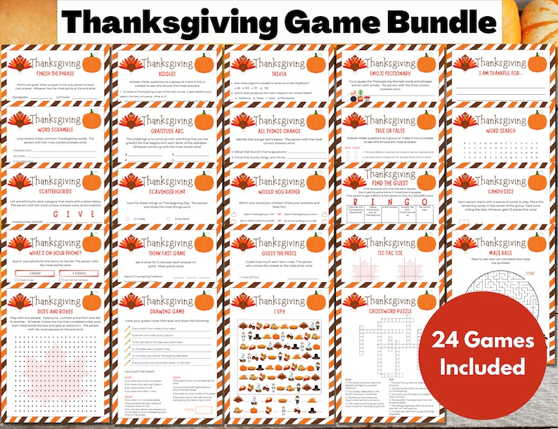Thanksgiving Games | Friendsgiving Games | Thanksgiving Game Bundle ...