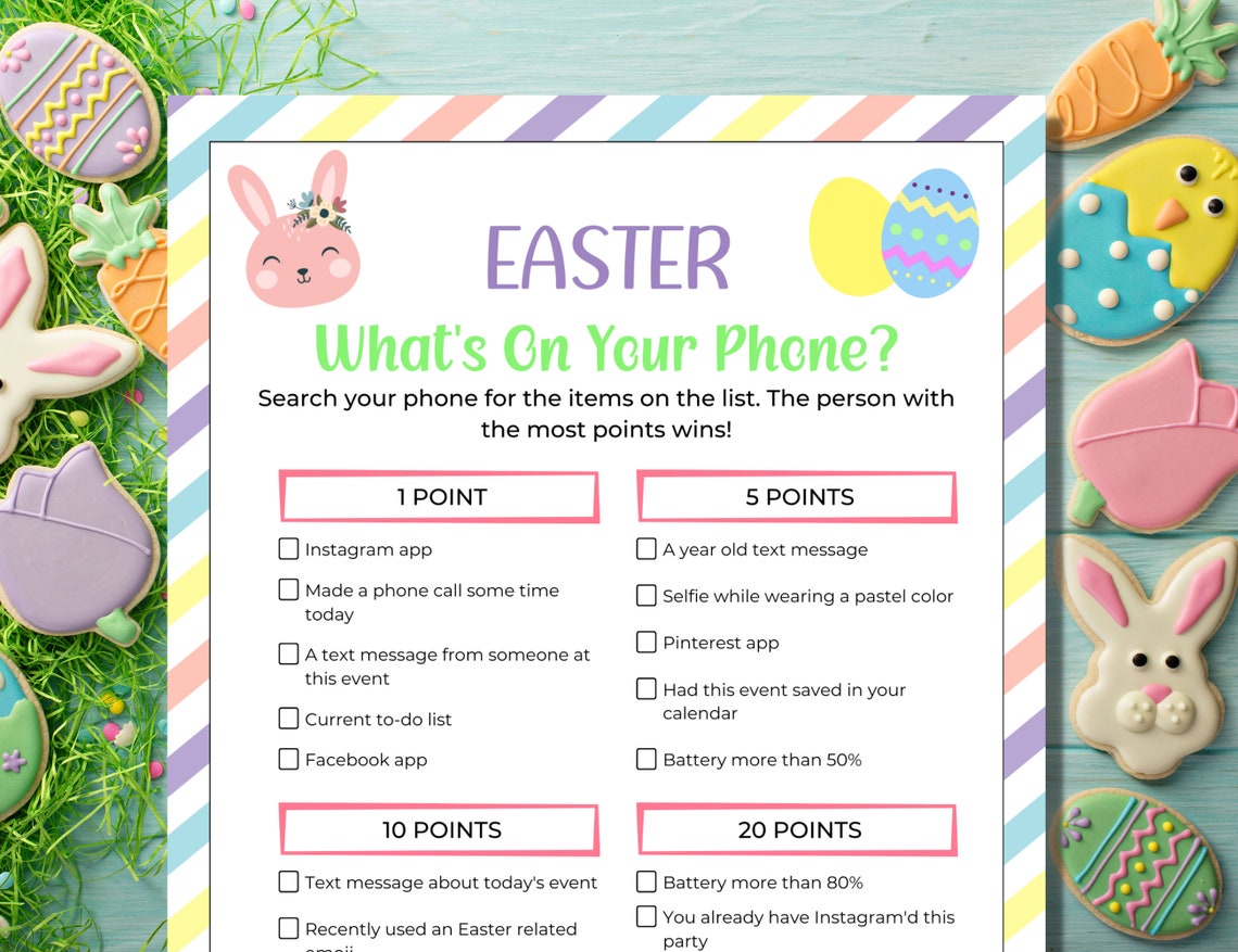 Easter Whats on Your Phone Game Scavenger Hunt Printable - Etsy