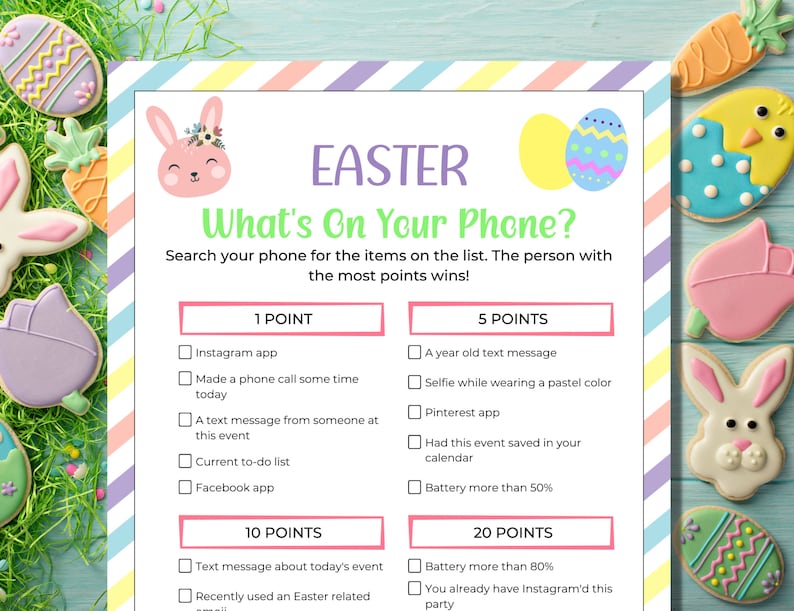 Easter Whats on Your Phone Game Scavenger Hunt Printable - Etsy
