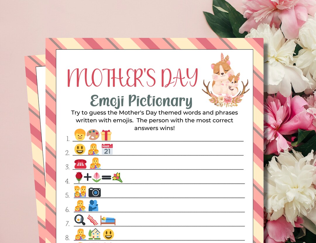 Mothers Day Emoji Pictionary | Mothers Day Emoji Game | Mothers Day ...