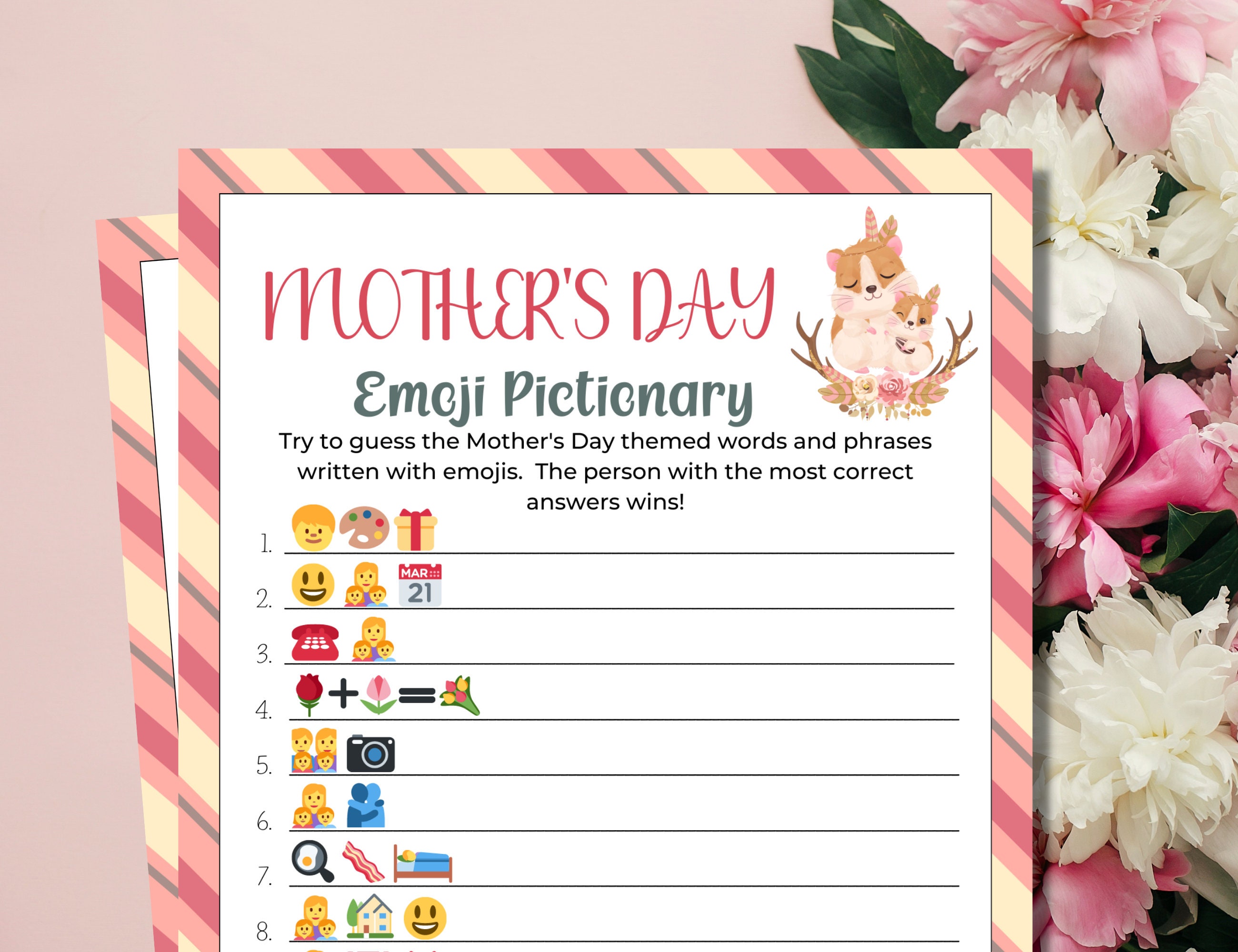 Mothers Day Emoji Pictionary | Mothers Day Emoji Game | Mothers Day ...
