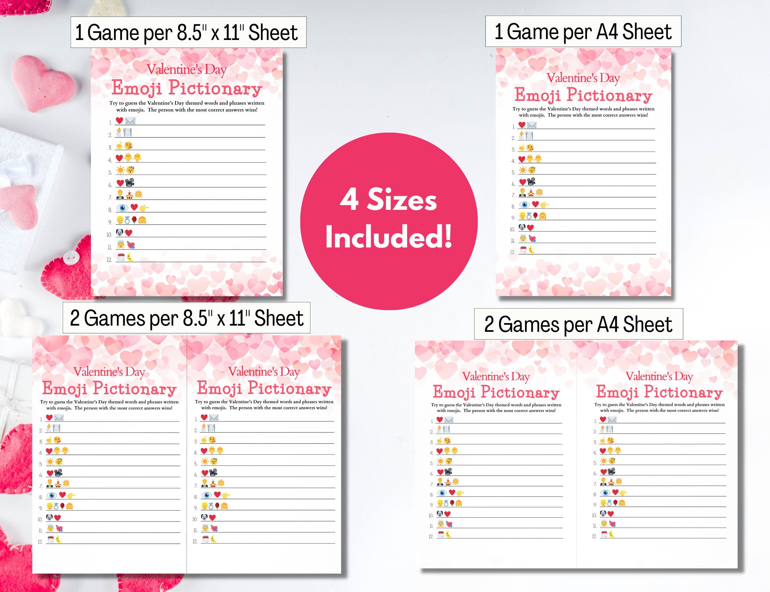 Valentines Day Emoji Pictionary Game, Valentines Day Emoji Game ...