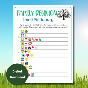 Family Reunion Emoji Pictionary | Family Reunion Emoji Game | Family ...