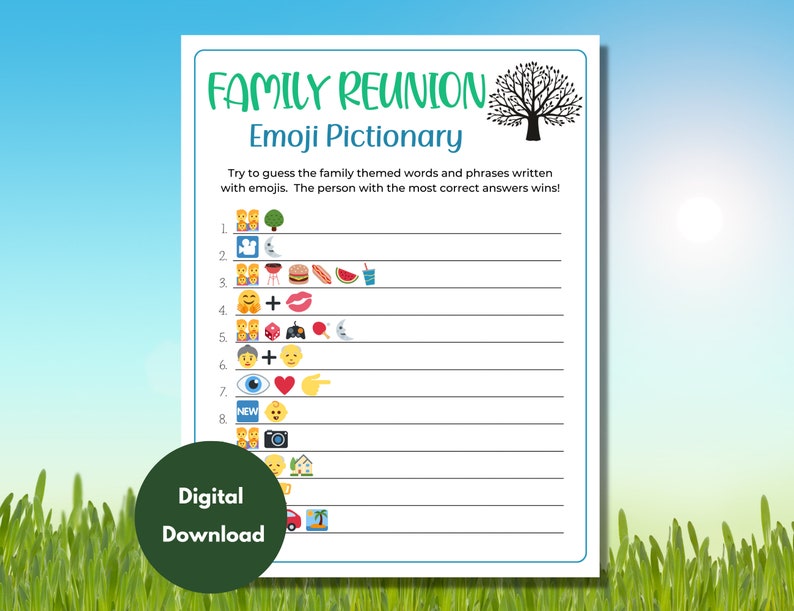 Family Reunion Emoji Pictionary | Family Reunion Emoji Game | Family ...