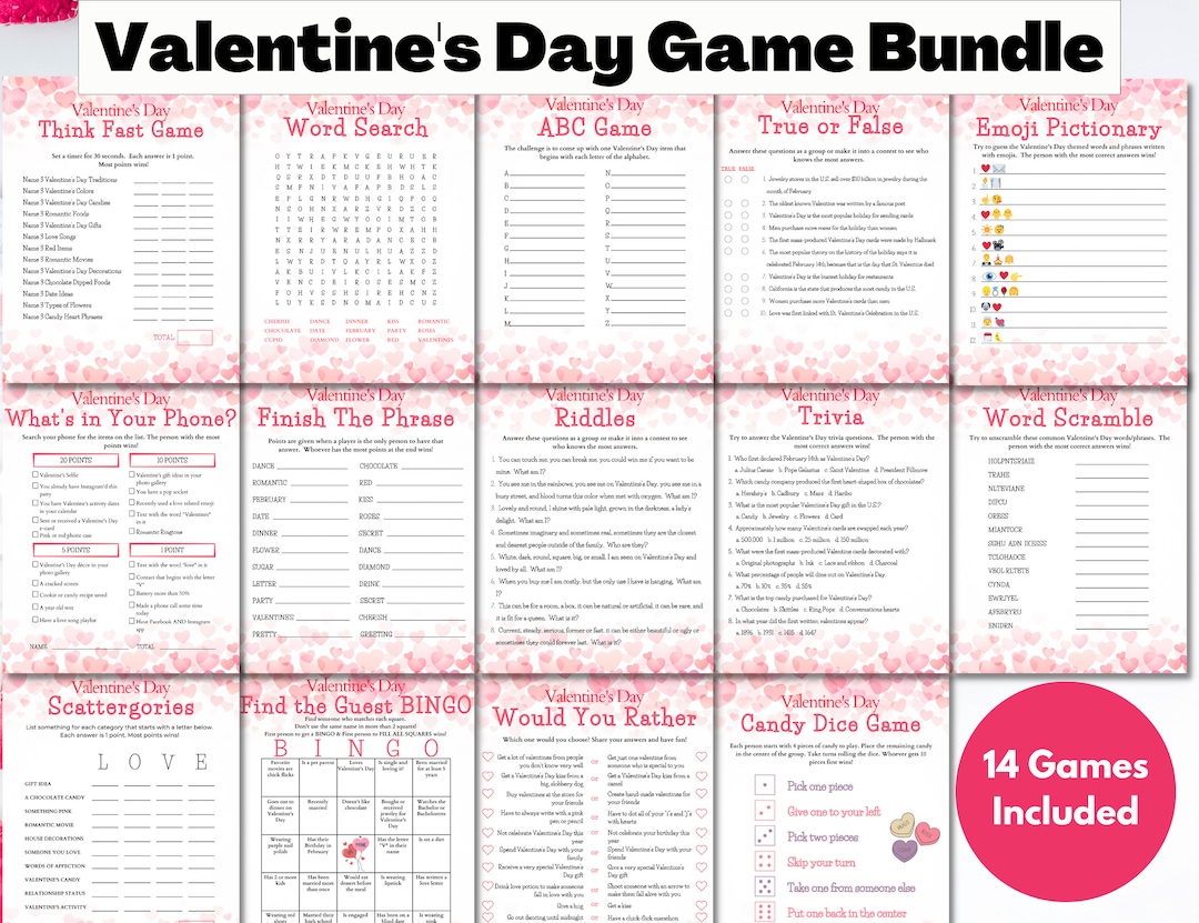 Valentines Day Games Bundle, Valentines Day Activities, Valentines Day ...