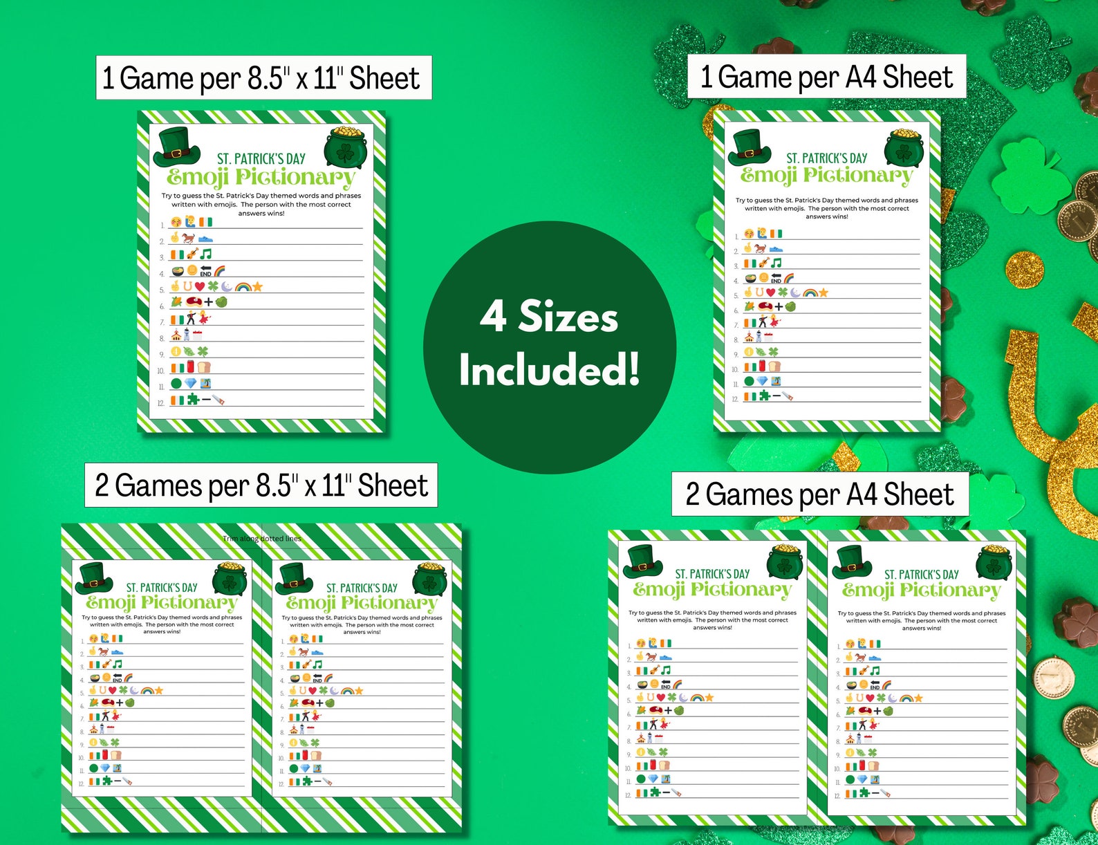 St Patrick's Day Emoji Pictionary Game, St Patrick's Day Emoji Game, St ...