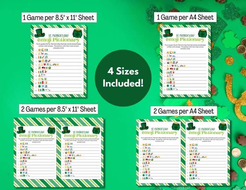 St Patrick's Day Emoji Pictionary Game, St Patrick's Day Emoji Game, St ...