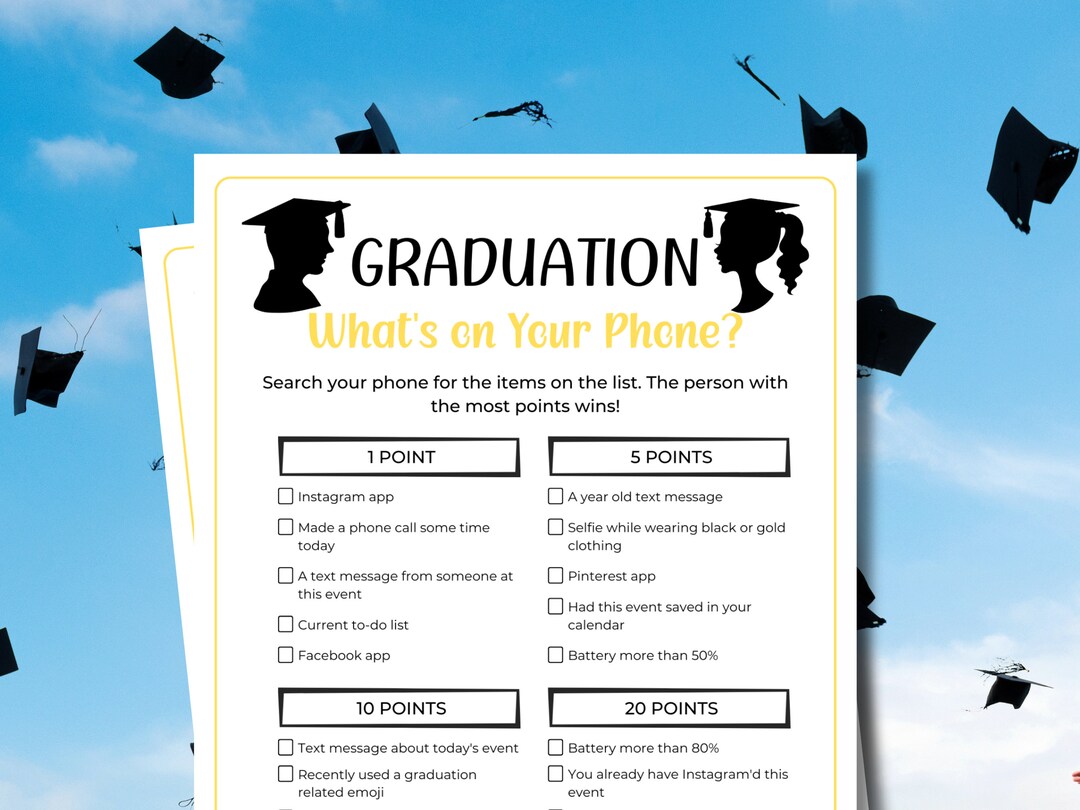 Graduation Whats on Your Phone Game | Scavenger Hunt | 2024 Graduation ...