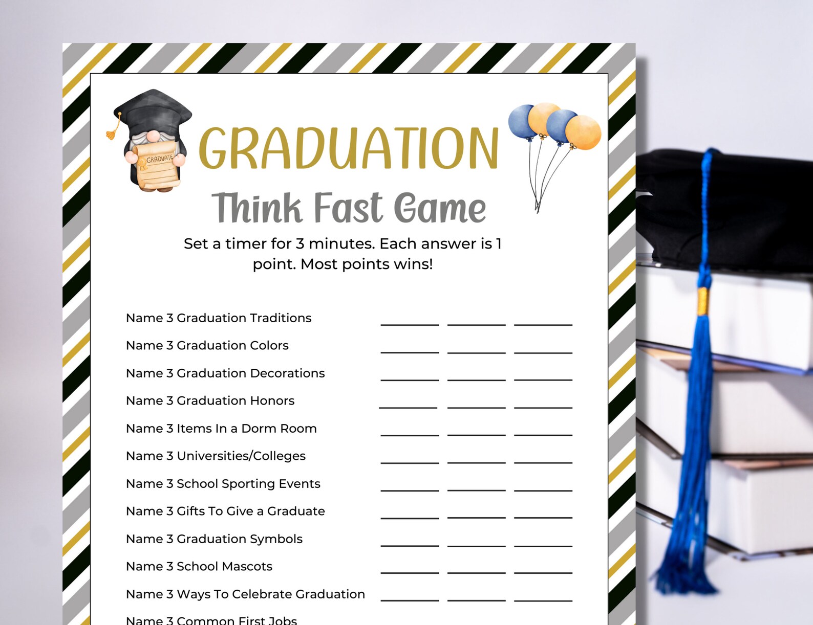 Graduation Think Fast Game | Graduation Trivia Game | 2024 Graduation ...
