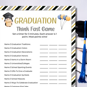 Graduation Think Fast Game | Graduation Trivia Game | 2024 Graduation ...