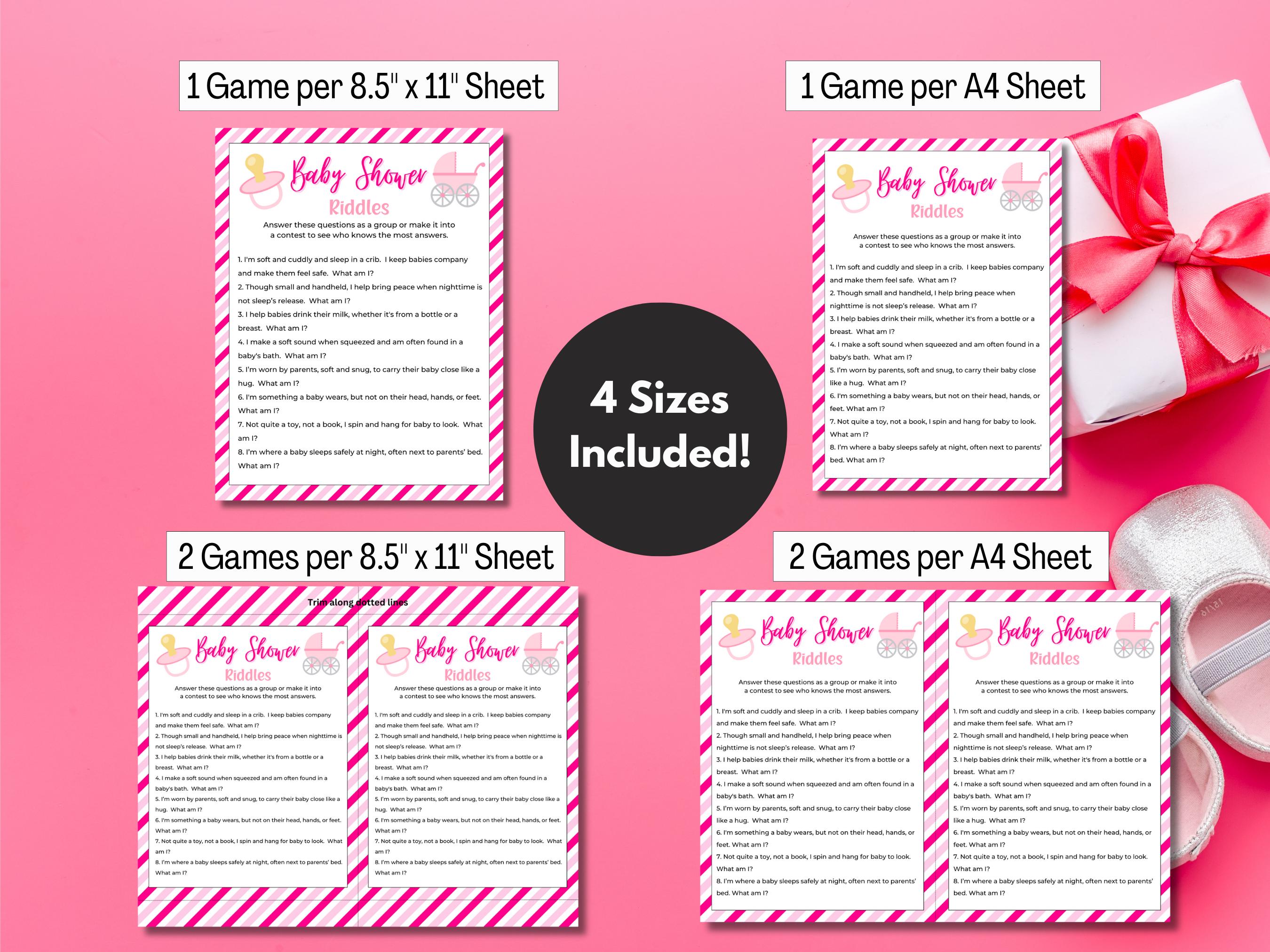 Baby Shower Riddles | Baby Shower Riddle Me This | Baby Shower Games ...