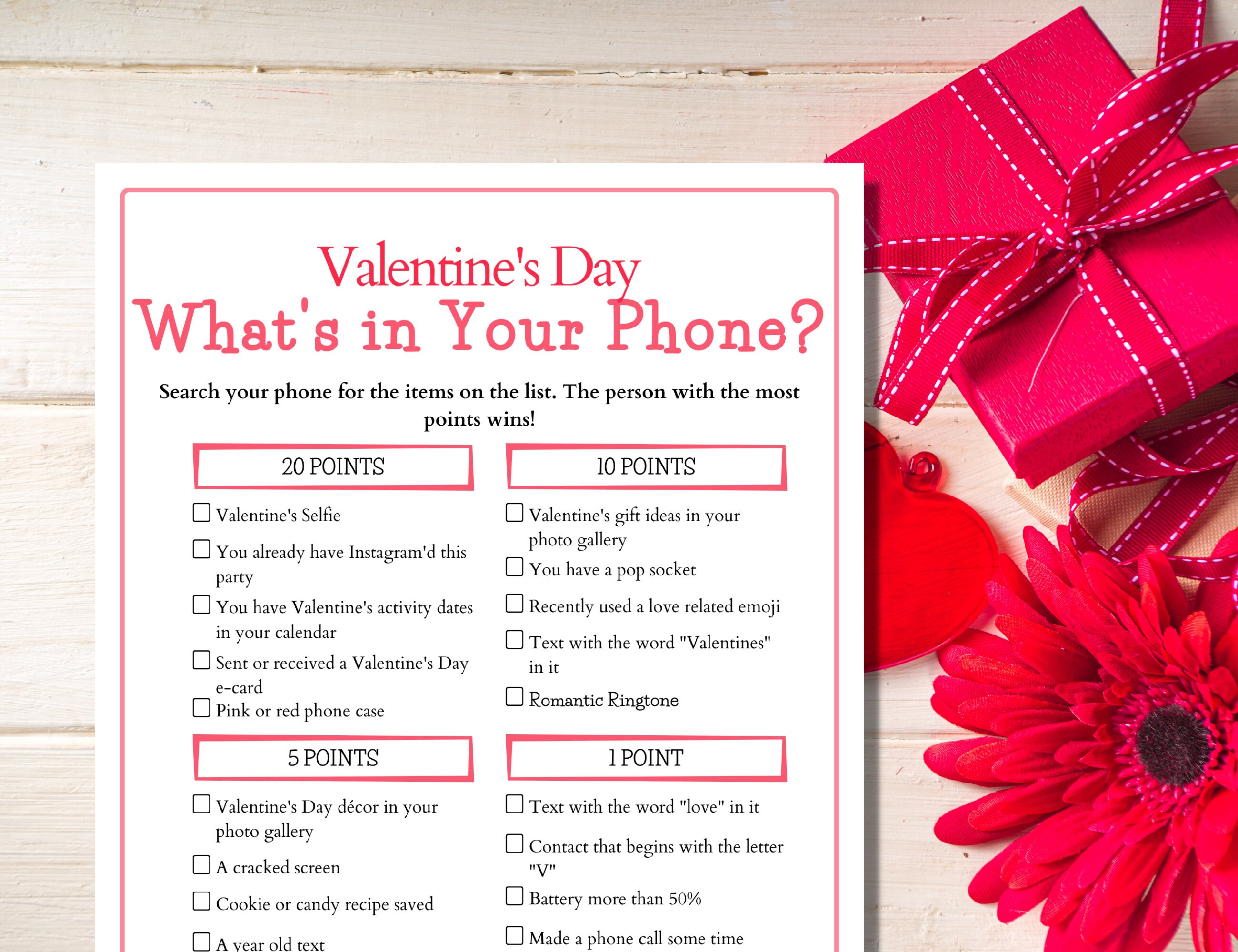Valentines Day What's in Your Phone Game, Ice Breaker Games, Valentines ...