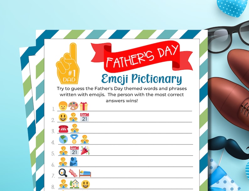 Fathers Day Emoji Pictionary | Fathers Day Emoji Game | Fathers Day ...