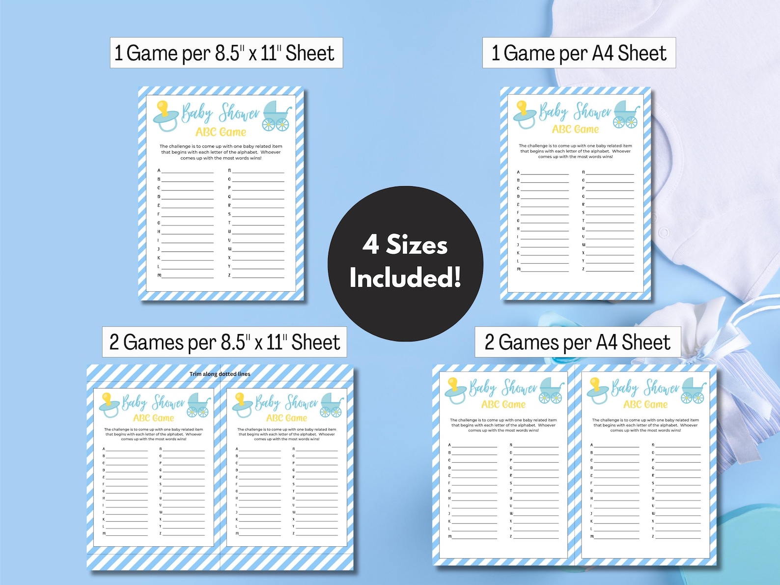 Baby ABC Game | Baby Items Game | Printable Baby Shower Games | Party ...