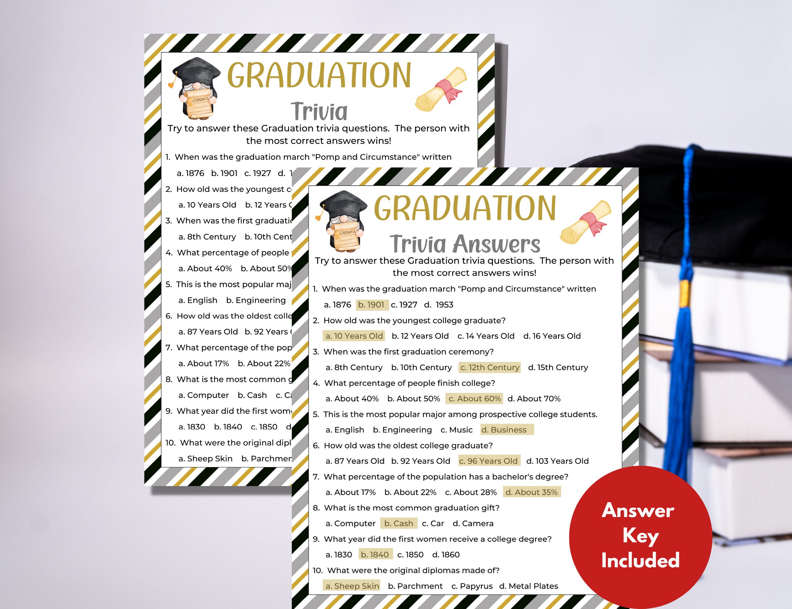 Graduation Trivia Game | 2024 Graduation Games | Graduation Party ...
