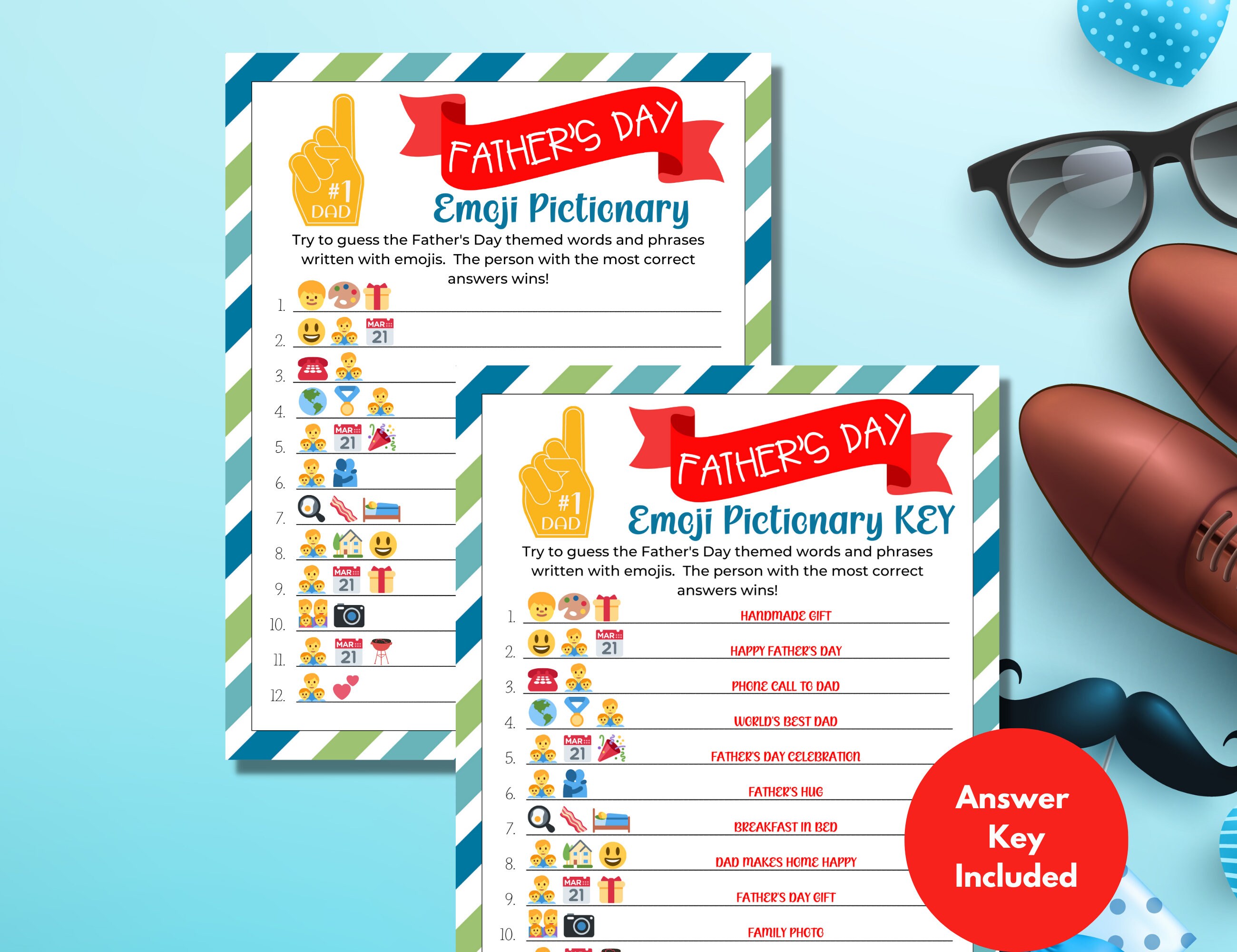 Fathers Day Emoji Pictionary | Fathers Day Emoji Game | Fathers Day ...