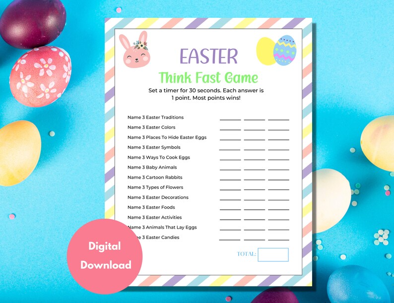 Easter Think Fast Game | Easter Trivia Game | Printable Easter Games ...