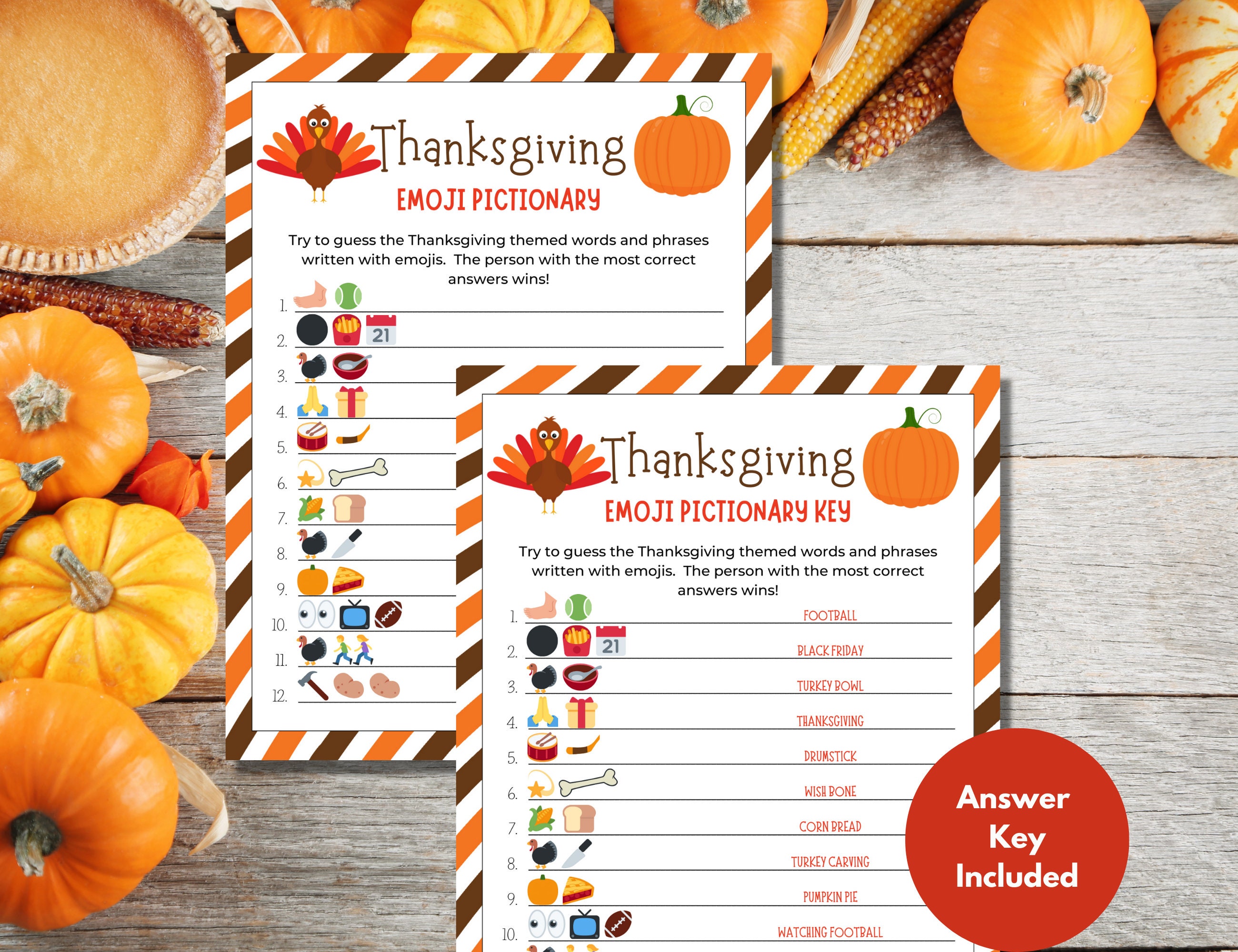 Thanksgiving Emoji Pictionary | Thanksgiving Emoji Game | Thanksgiving ...