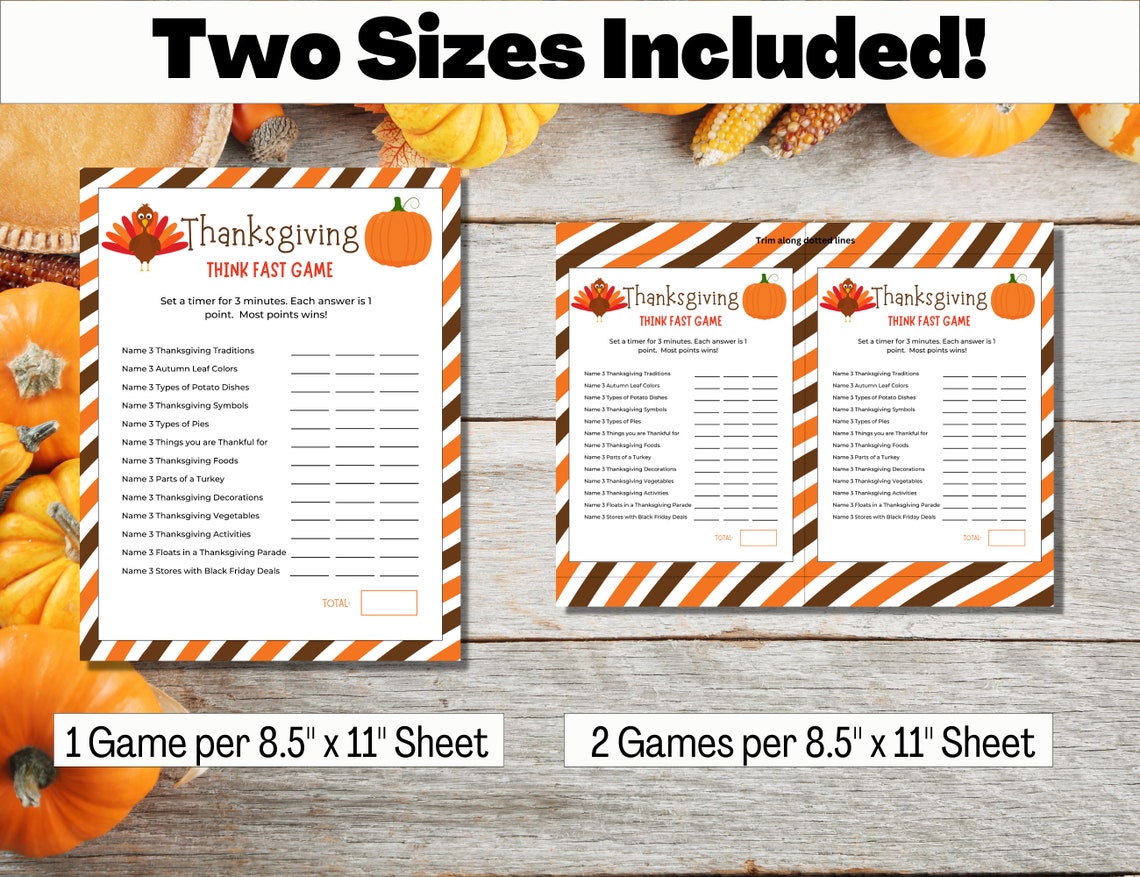 Thanksgiving Think Fast Game | Thanksgiving Kids | Thanksgiving Games ...