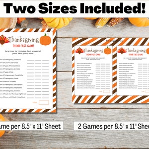 Thanksgiving Think Fast Game | Thanksgiving Kids | Thanksgiving Games ...