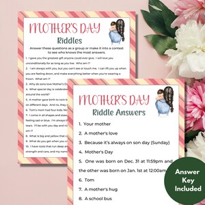 Mothers Day Riddles | Mothers Day Riddle Me This | Mothers Day Games ...