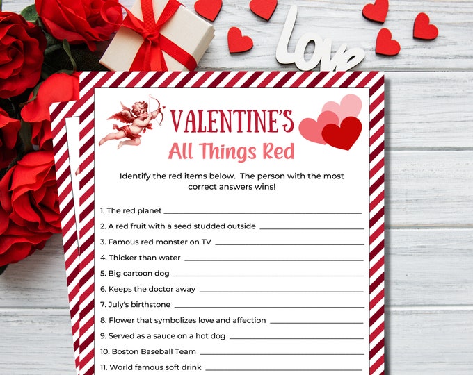 All Things Red Game for Office Party | Family Valentines Red Game ...