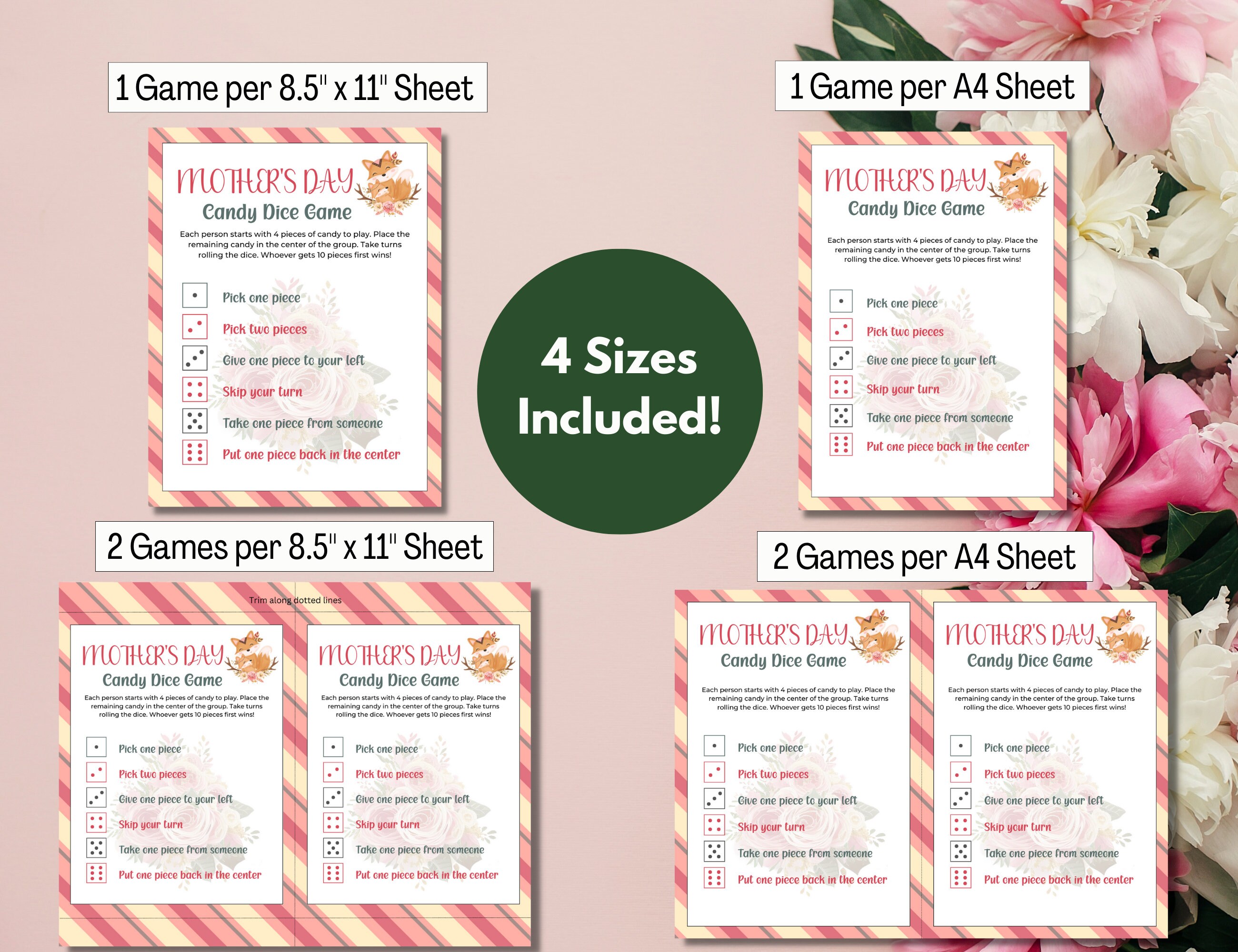 Mothers Day Candy Dice Kids Game Mothers Day Games Mothers Day Party ...