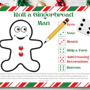 Roll a Gingerbread Man, Christmas Drawing Game, Dice Game, Christmas ...