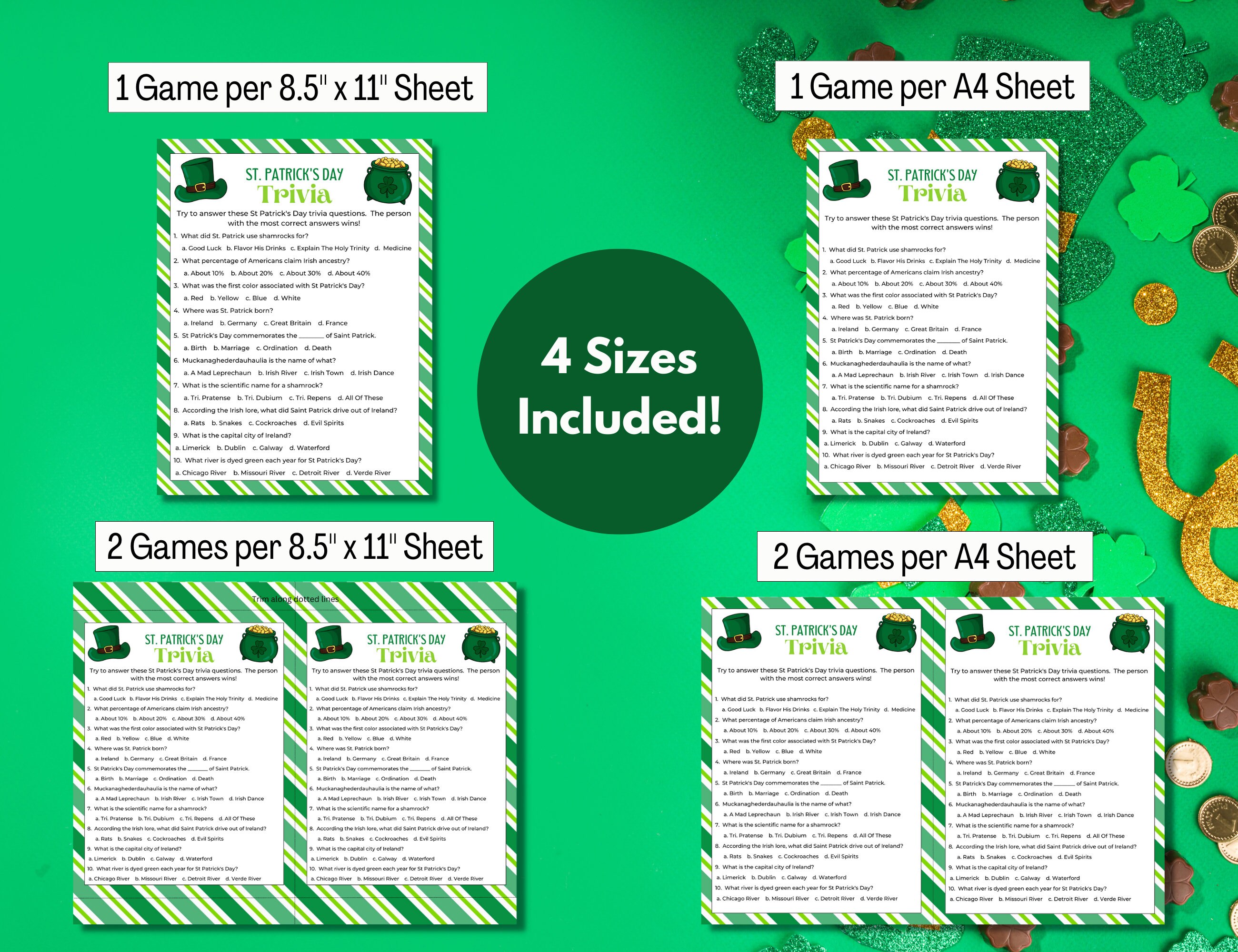 St Patrick's Day Trivia Game, St Patrick's Day Games, St Patrick's Day ...