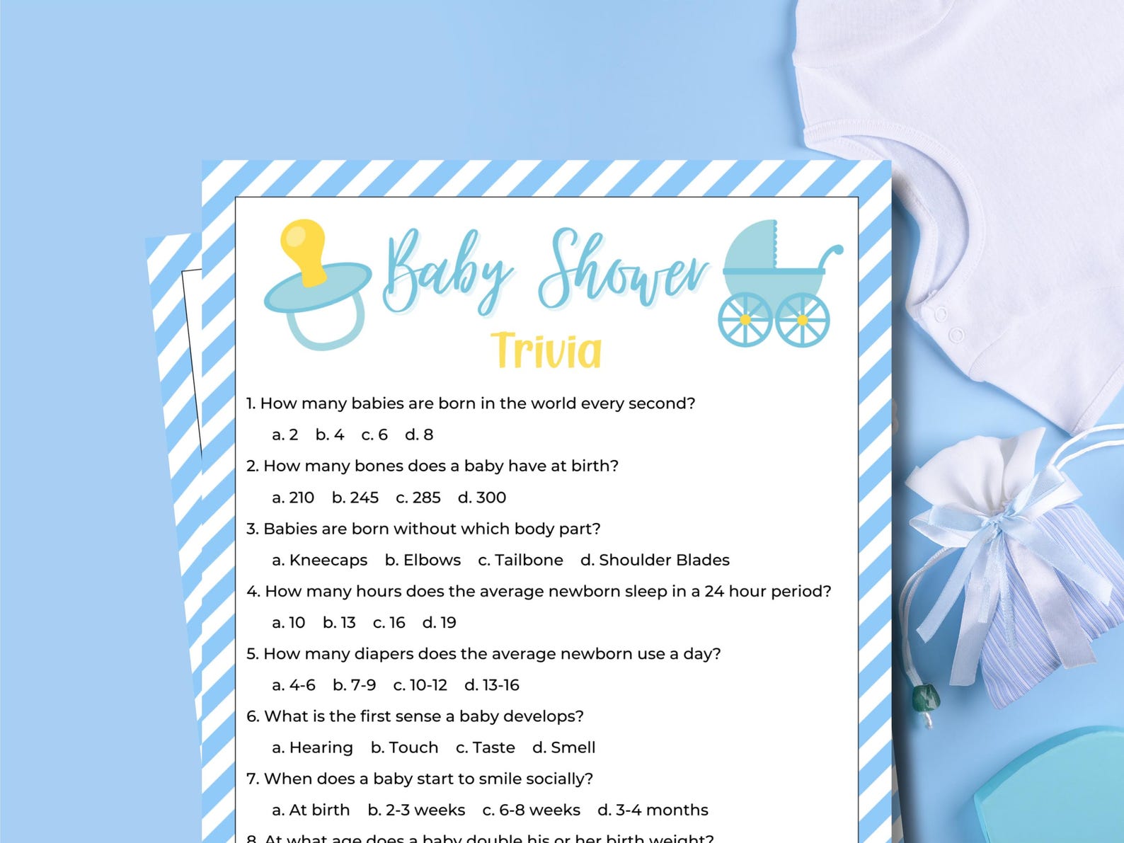 Baby Shower Trivia Game | Baby Boy Trivia | Baby Shower Games | Party ...