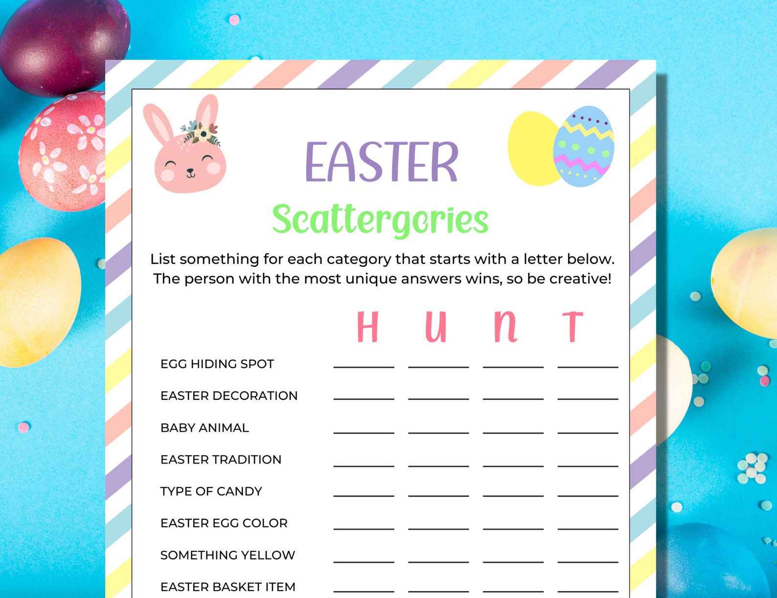 Easter Scattergories Game | Easter Word Game | Printable Easter Games ...