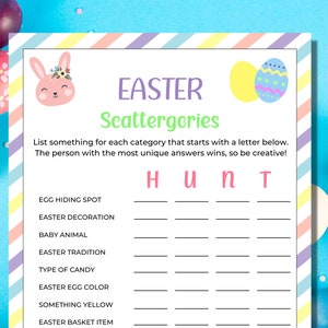 Easter Scattergories Game | Easter Word Game | Printable Easter Games ...