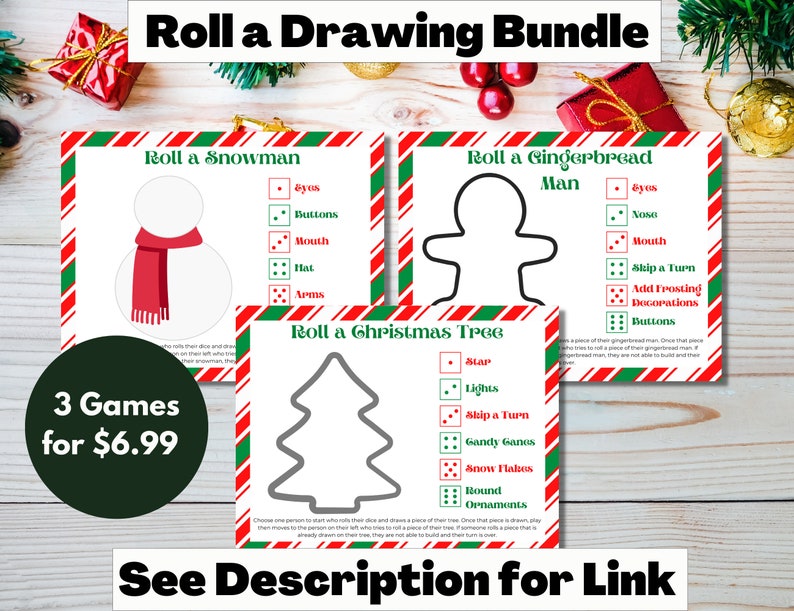 Roll a Gingerbread Man, Christmas Drawing Game, Dice Game, Christmas ...
