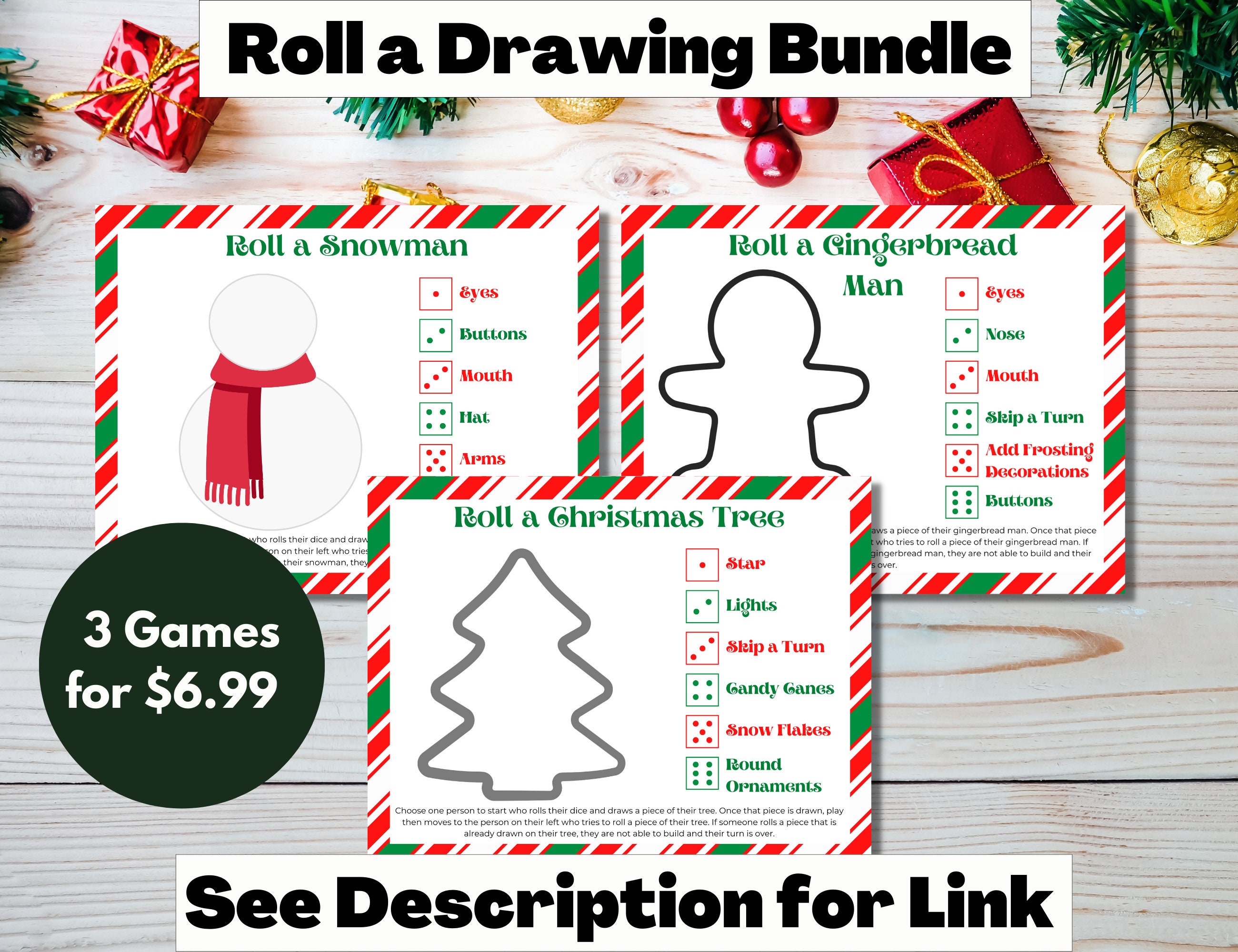 Roll a Snowman, Christmas Drawing Game, Dice Game, Christmas Game, Kids ...