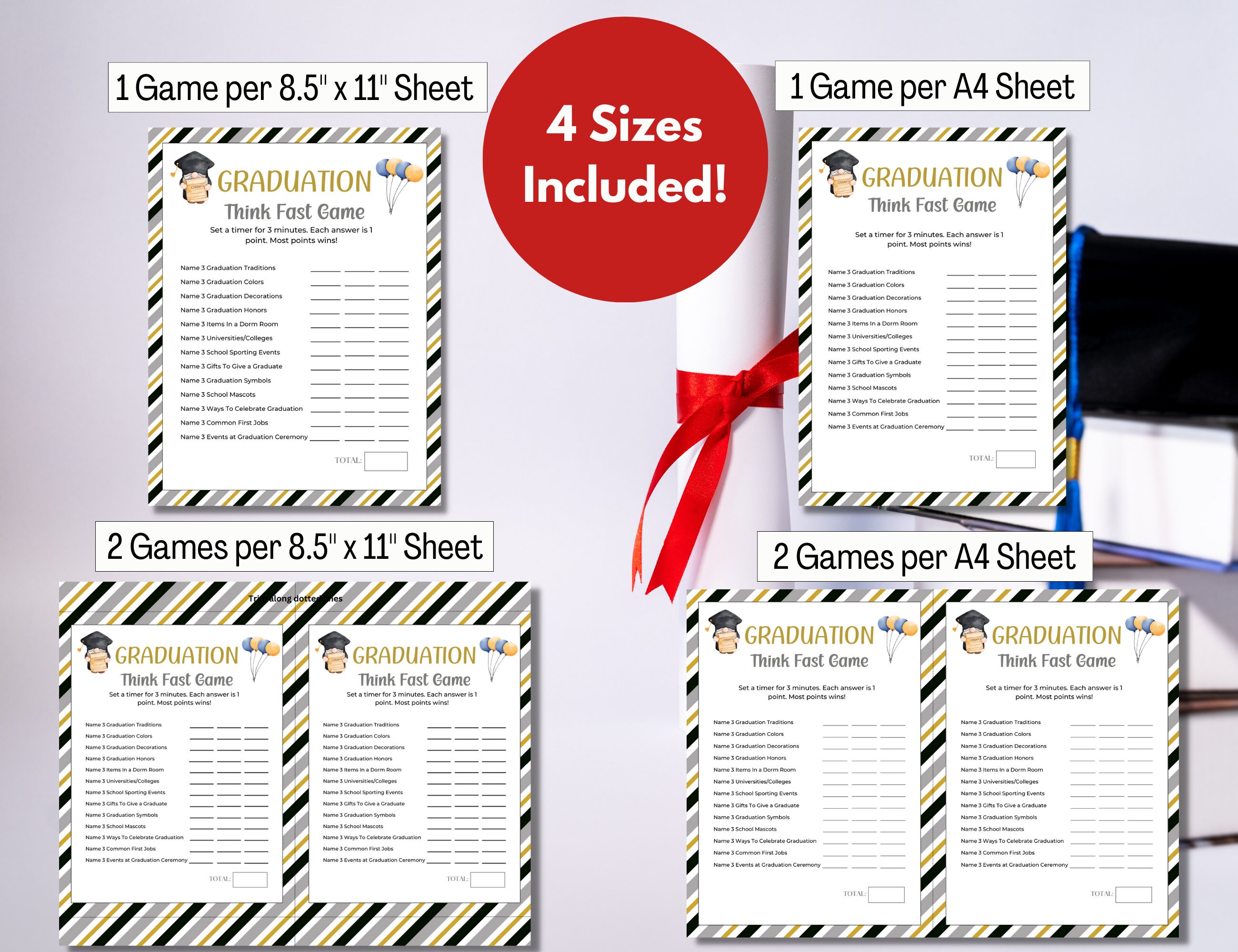 Graduation Think Fast Game | Graduation Trivia Game | 2024 Graduation ...